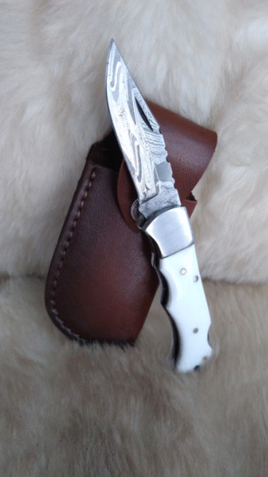 "WHITE STALLION PONY" DAMASCUS/BONE POCKET KNIFE – Bama Paracord & More