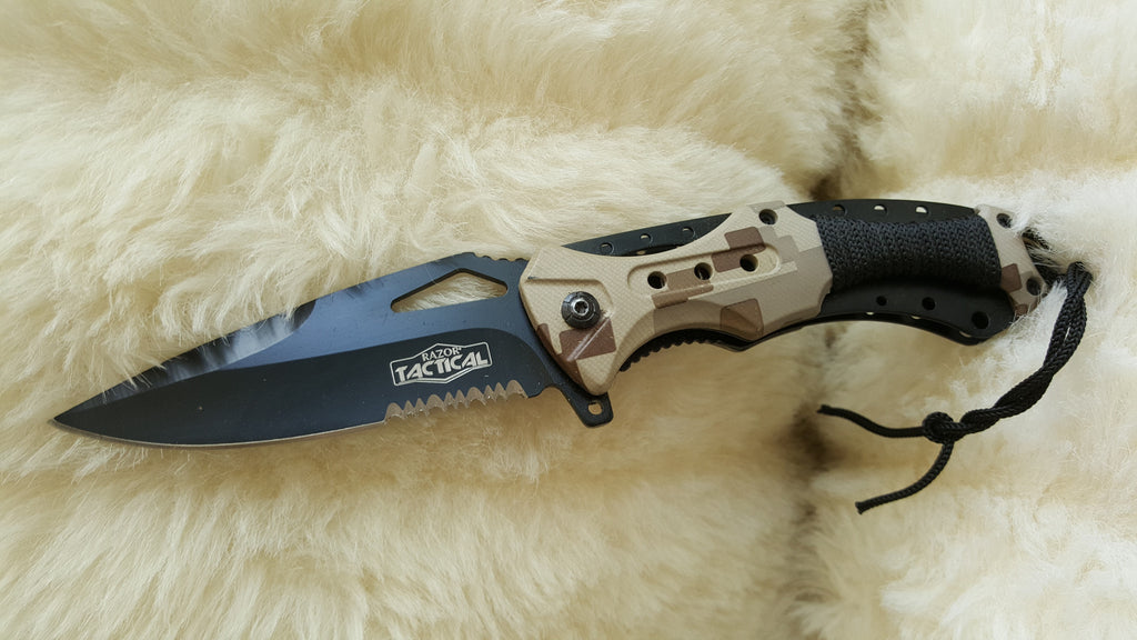 DESERT CAMO TACTICAL POCKET KNIFE – Bama Paracord & More