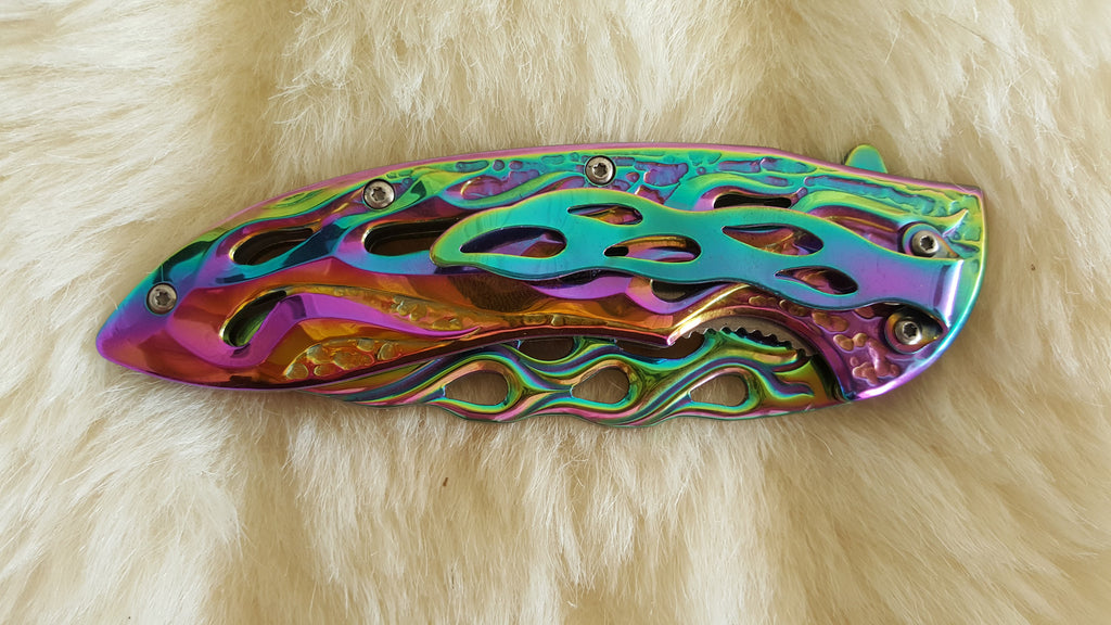 RAINBOW FLAME POCKET KNIFE – Bama Paracord & More