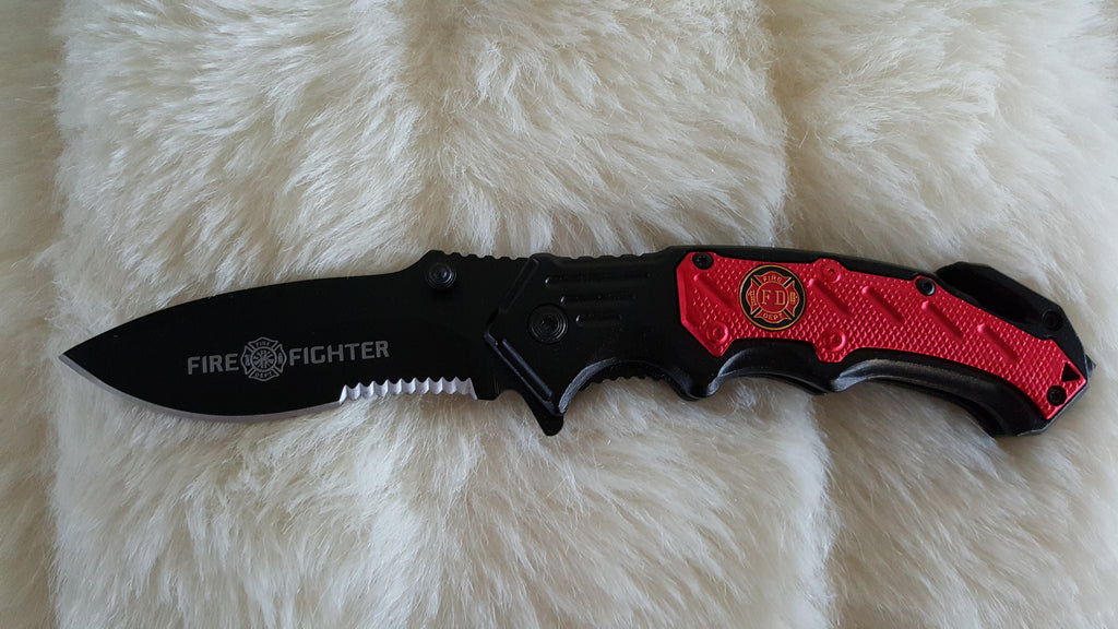 FIRE FIGHTER TACTICAL RESCUE POCKET KNIFE – Bama Paracord & More