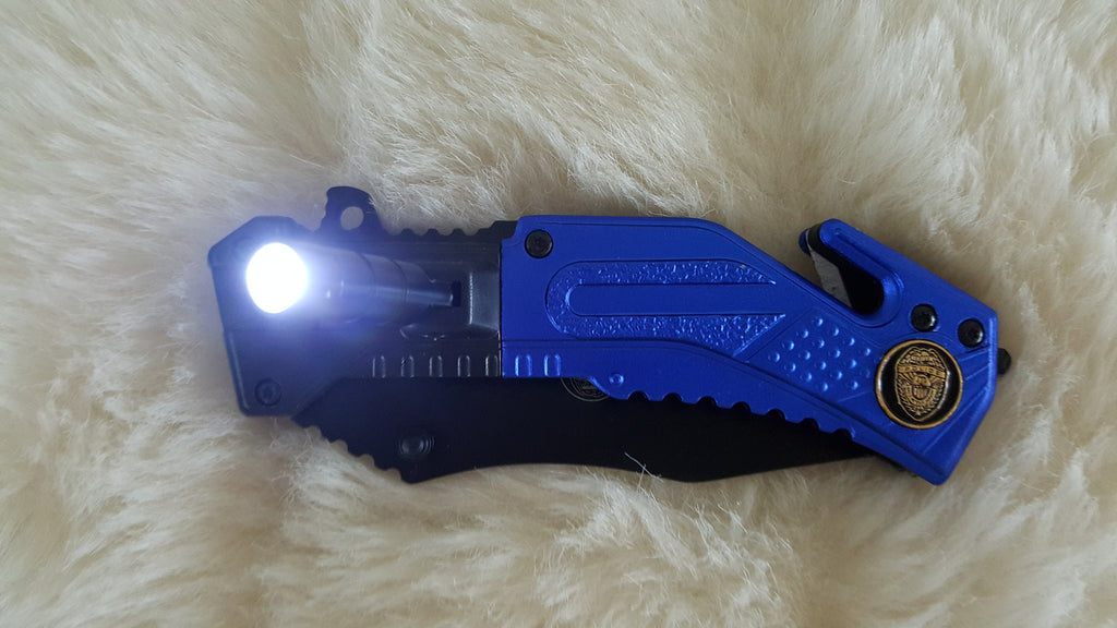 POLICE LED TACTICAL RESCUE POCKET KNIFE – Bama Paracord & More