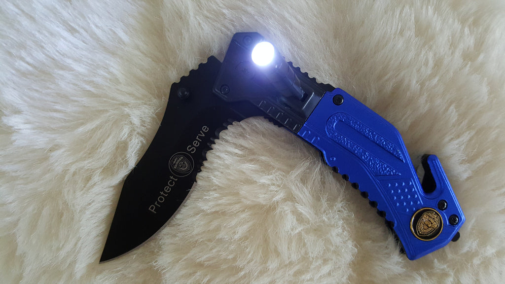 POLICE LED TACTICAL RESCUE POCKET KNIFE – Bama Paracord & More