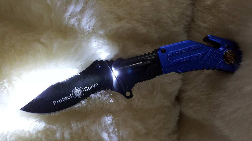 POLICE LED TACTICAL RESCUE POCKET KNIFE – Bama Paracord & More