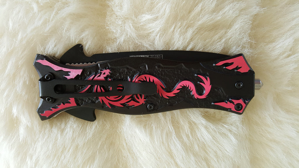 RED DRAGON SPRING ASSIST POCKET KNIFE – Bama Paracord & More