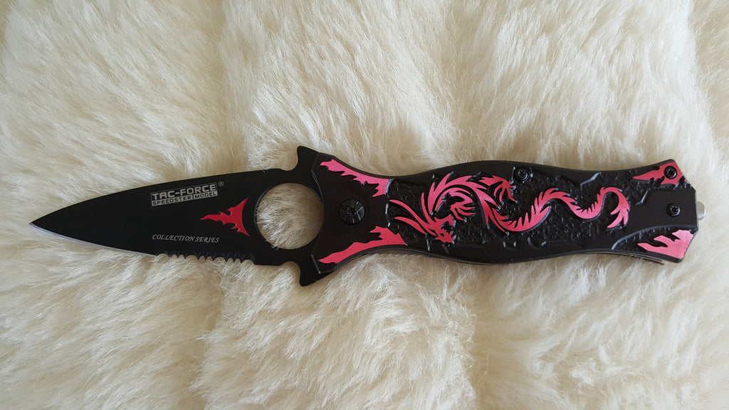 RED DRAGON SPRING ASSIST POCKET KNIFE – Bama Paracord & More