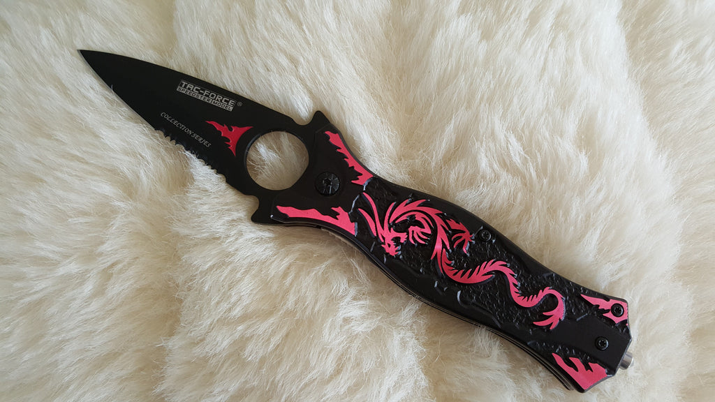 RED DRAGON SPRING ASSIST POCKET KNIFE – Bama Paracord & More