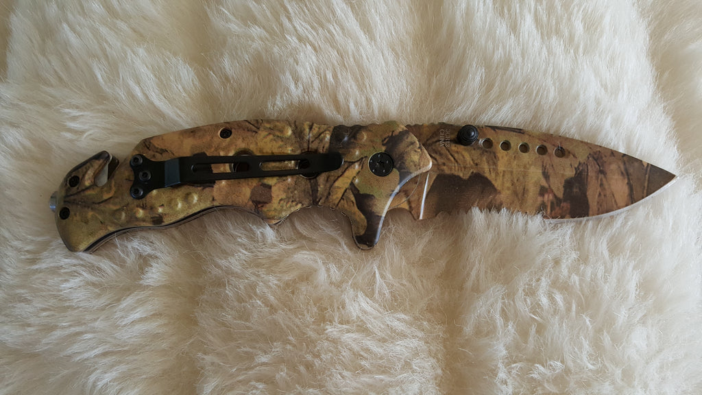 CAMO TACTICAL RESCUE POCKET KNIFE – Bama Paracord & More