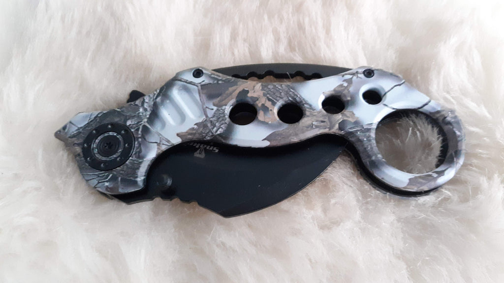 KARAMBIT CAMO TACTICAL SPRING ASSIST POCKET KNIFE – Bama Paracord & More