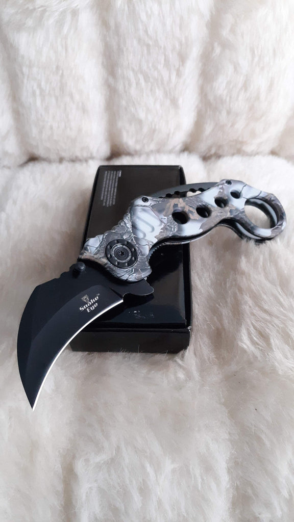KARAMBIT CAMO TACTICAL SPRING ASSIST POCKET KNIFE – Bama Paracord & More