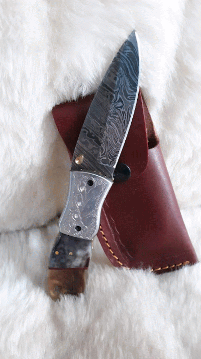 "MOON RIVER" DAMASCUS RAM HORN POCKET KNIFE – Bama Paracord & More